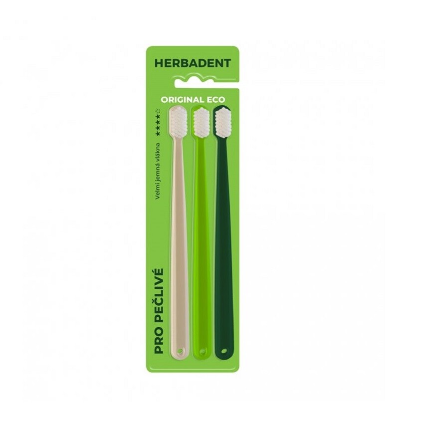 HERBADENT ORIGINAL ECO zubní kartáček velmi jemný 3ks - skladem | BENU.cz HERBADENT ORIGINAL ECO zubní kartáček velmi jemný 3ks - skladem | BENU.cz